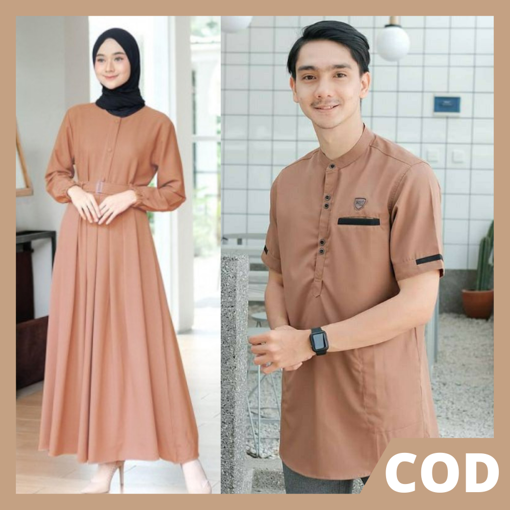 Jual GAMIS COUPLE PASANGAN SUAMI ISTRI TERBARU LEBARAN 2025 LENGAN PENDEK WARNA COKSU BY JURAGAN ...