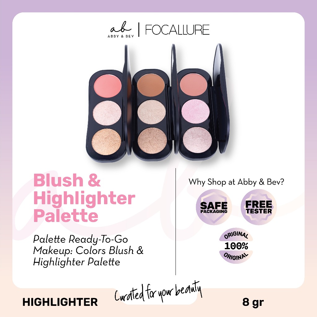 Jual AB - Focallure Trio Blush & Highlighter Palette Eyeshadow [8g ...