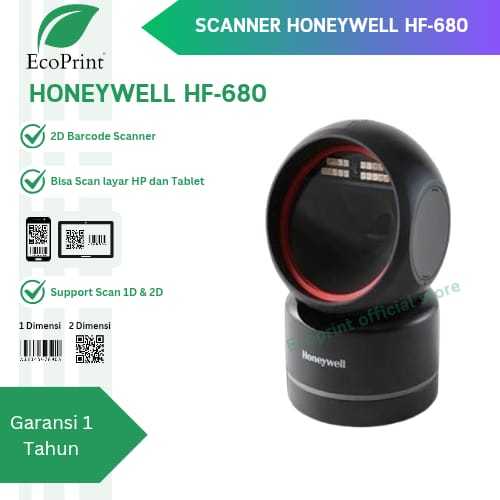 Jual ECOPRINT Honeywell HF680 USB ORBIT 2D Hands Free Imaging Scanner ...