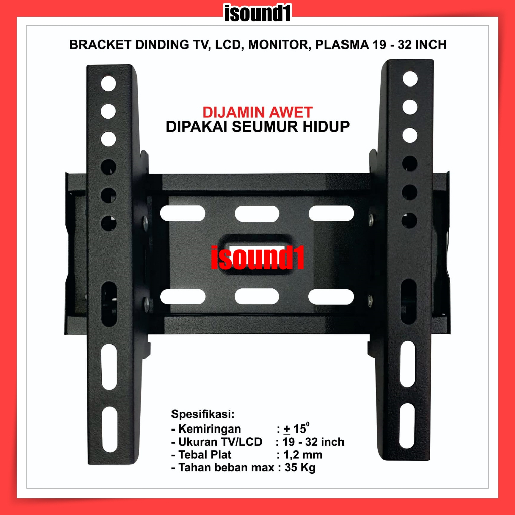 Jual BRACKET BREKET DINDING TV LCD LED PLASMA MONITOR 19 - 32 INCH ...