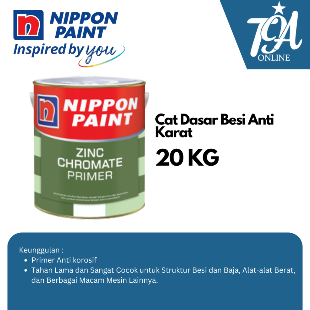 Jual NIPPON PAINT Cat Dasar Besi Anti Karat Zinc Chromate Primer 20 KG | Shopee Indonesia