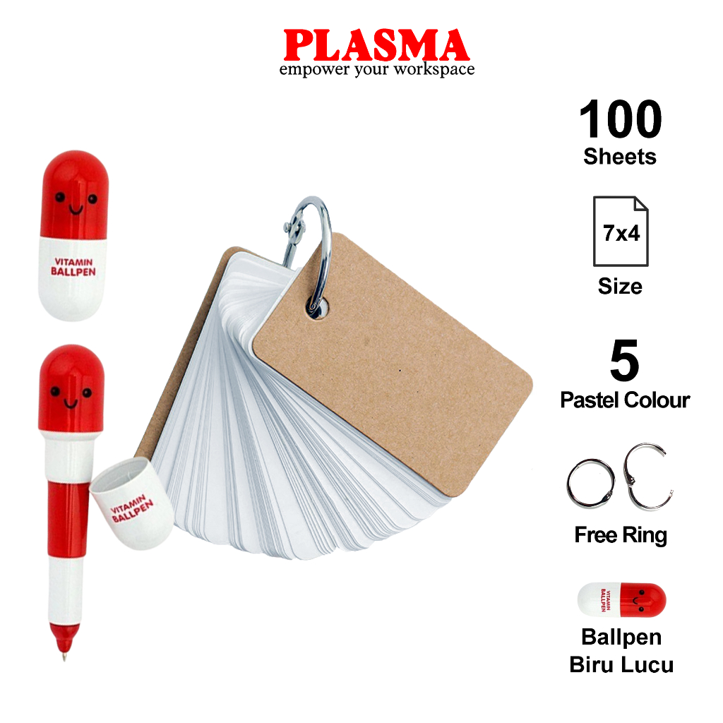 Jual [Bundling 100 Lembar] Flash Card dan Pulpen Mini Lucu Bundle ...