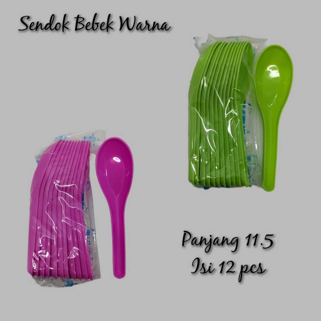 Jual Sendok Bebek Plastik Warna SUPER TEBAL ISI 12 PCS PINK HIJAU ...