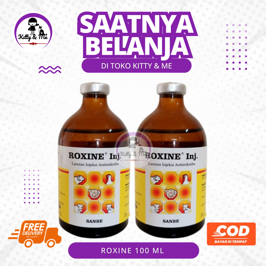 Jual ROXINE 100 ML - Obat Antibiotik infeksi Ternak ayam sapi kambing domba kucing anjing ...