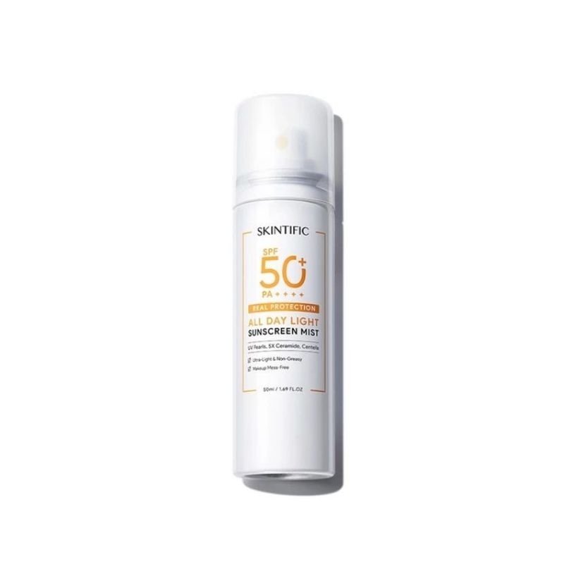 Jual SKINTIFIC - All Day Light Sunscreen Mist SPF 50 PA++++ Travel Size 50ml | Shopee Indonesia
