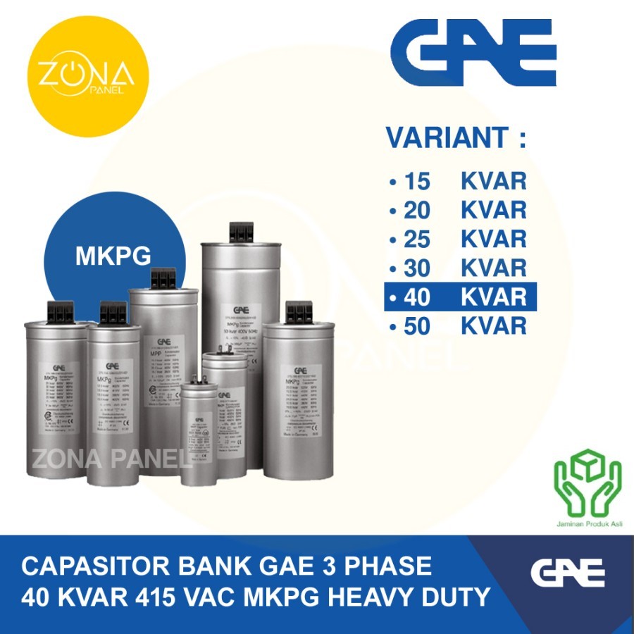 Jual KAPASITOR CAPASITOR BANK GAE MKPG 3 PHASE 40 KVAR 40KVAR 415V ...