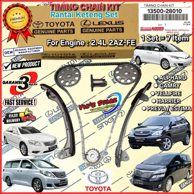 Jual RANTAI KETENG SET / TIMING CHAIN KIT TOYOTA ALPHARD VELLFIRE HARRIER CAMRY PREVIA / ESTIMA ...