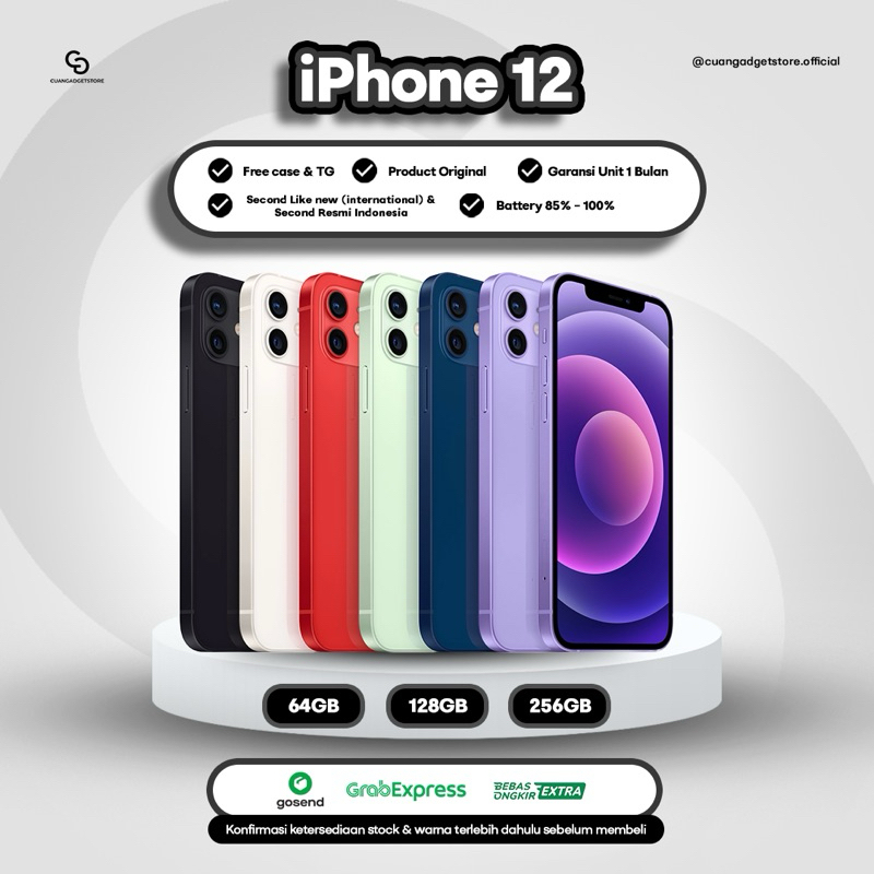Jual iphone 12 64gb-128gb second like new inter/ibox | Shopee Indonesia