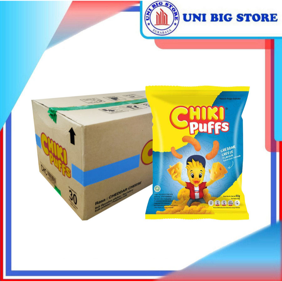 Jual Chiki Puff Puffs Cheddar Cheese Snack Keju 60 gr x 30 pcs DUS ...