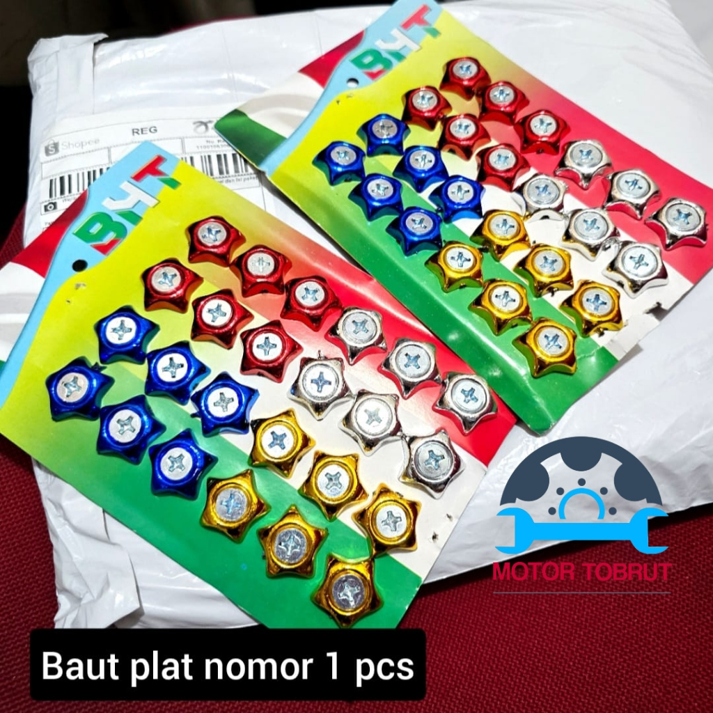 Jual baut / baut motor variasi model bintang (1 pcs) warna campur ...
