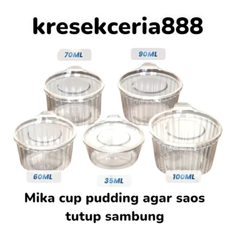 Jual [50 PCS] Cup Jelly Mika Sambal Sauce Agar Pudding Belimbing Tutup Sambung NS 35ml 60ml 70ml ...