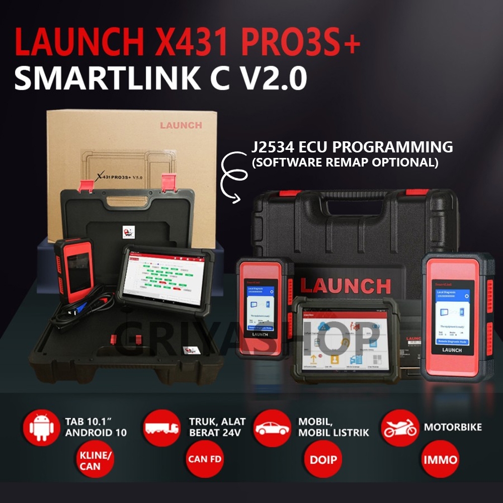 Jual SCANER Launch X431 PRO3S+ Smartlink C V2.0 J2534 PROGRAMMING Mobil ...