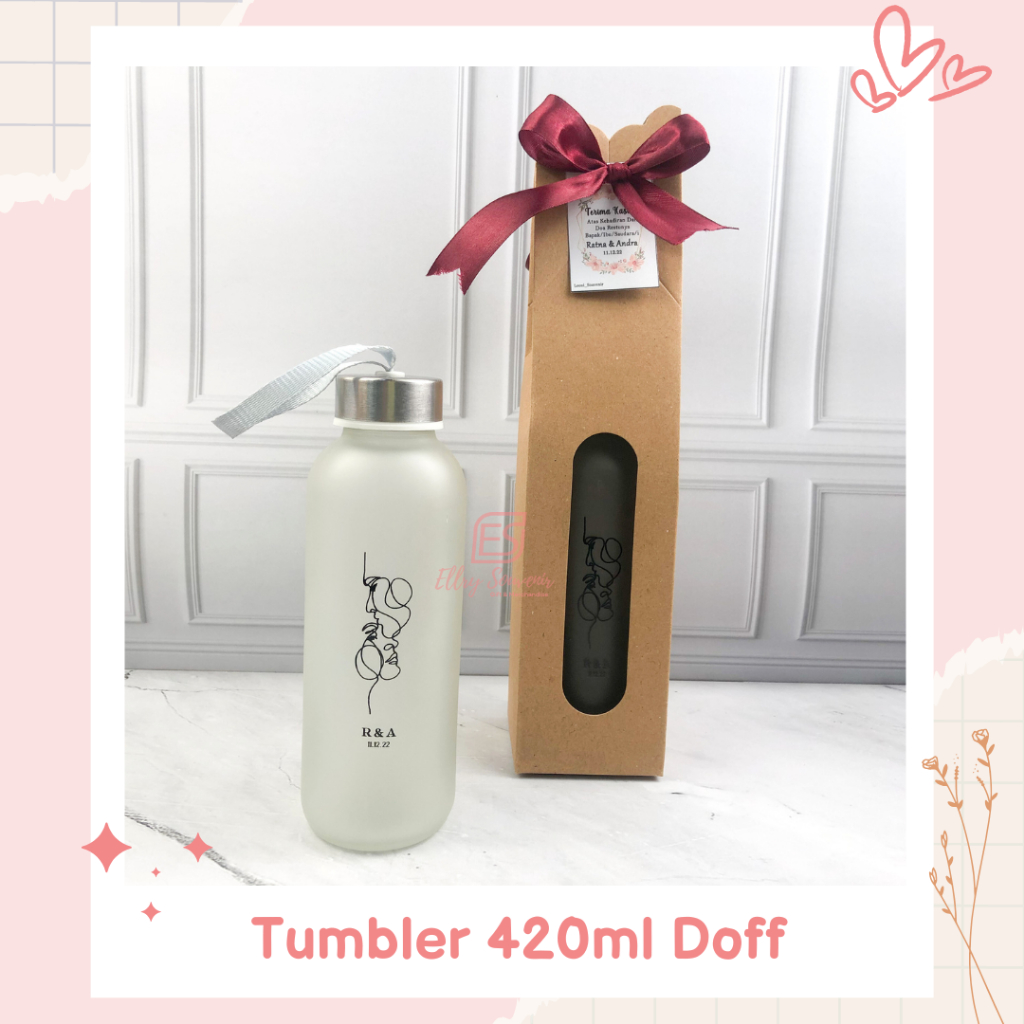 Jual Souvenir Tumbler Doff 420 ml Botol Kaca Custom Sablon | Shopee ...