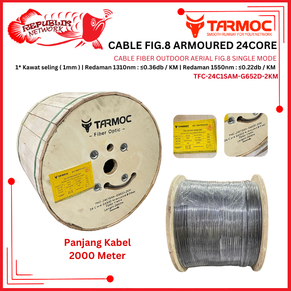 Jual Tarmoc Fiber Optic Cable Fig 8 Armoured 24 Core 2000m | Kabel ...