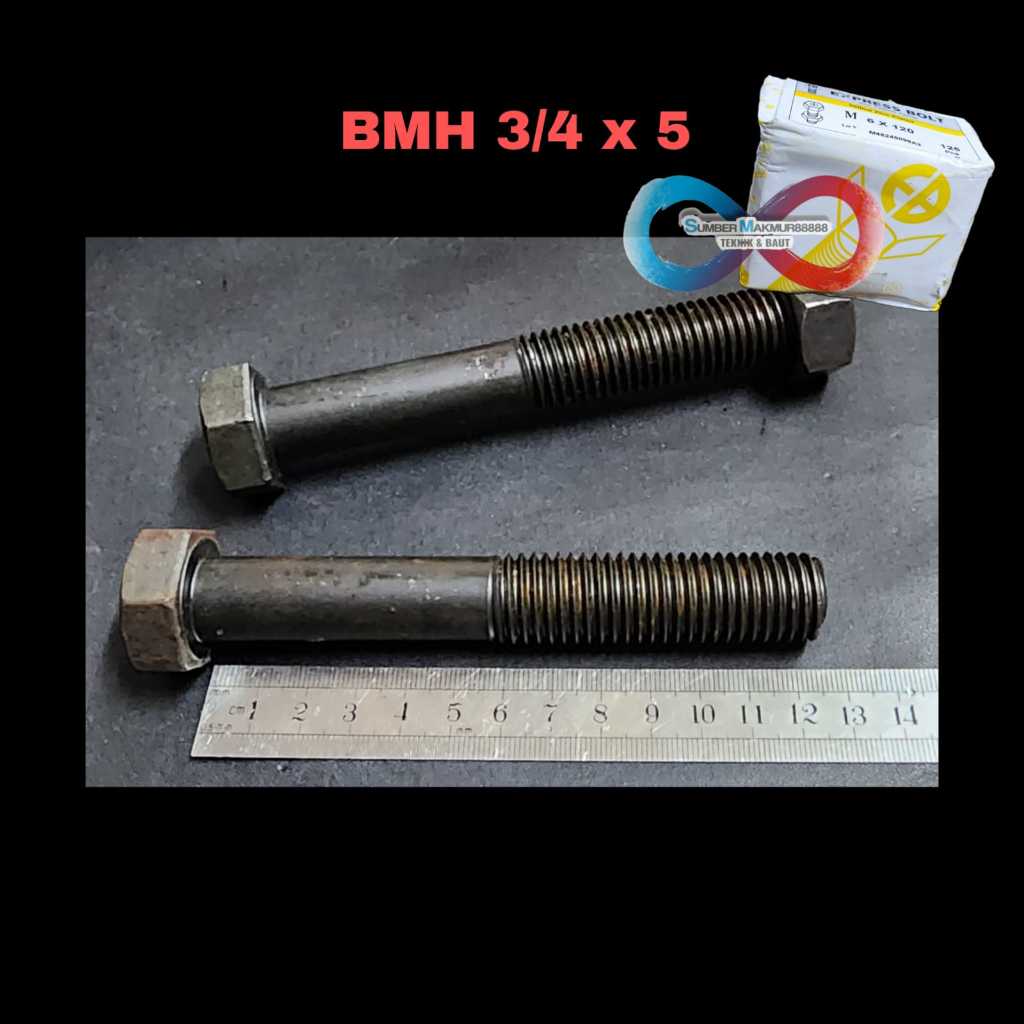 Jual BOX - Baut mur hitam (BMH) 3/4 x 5 inch ( Isi 20 pcs ) | Shopee ...