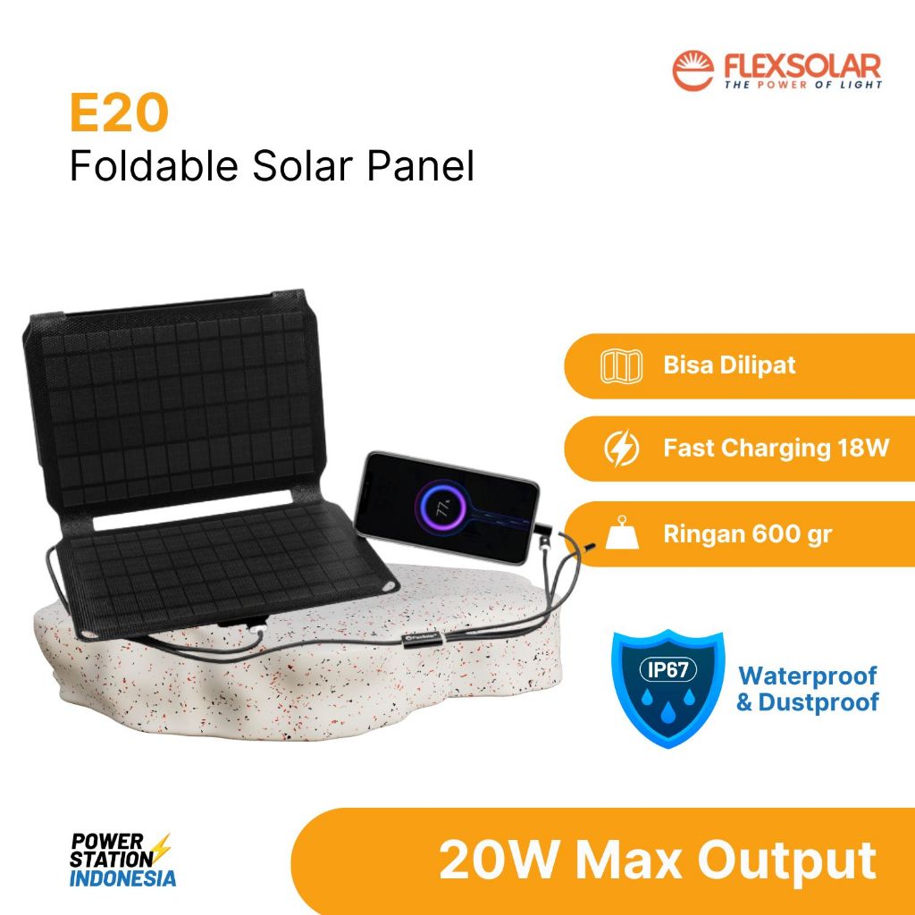 Jual Portable Solar Panel Lipat FlexSolar 20W E20 | Foldable USB Solar ...