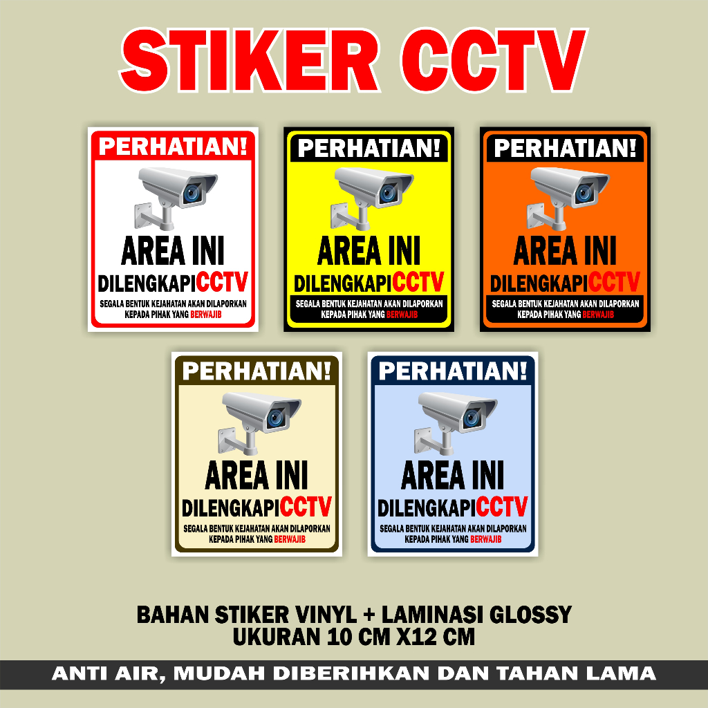 Jual STIKER CCTV AREA + LAMINASI GLOSSY | Shopee Indonesia