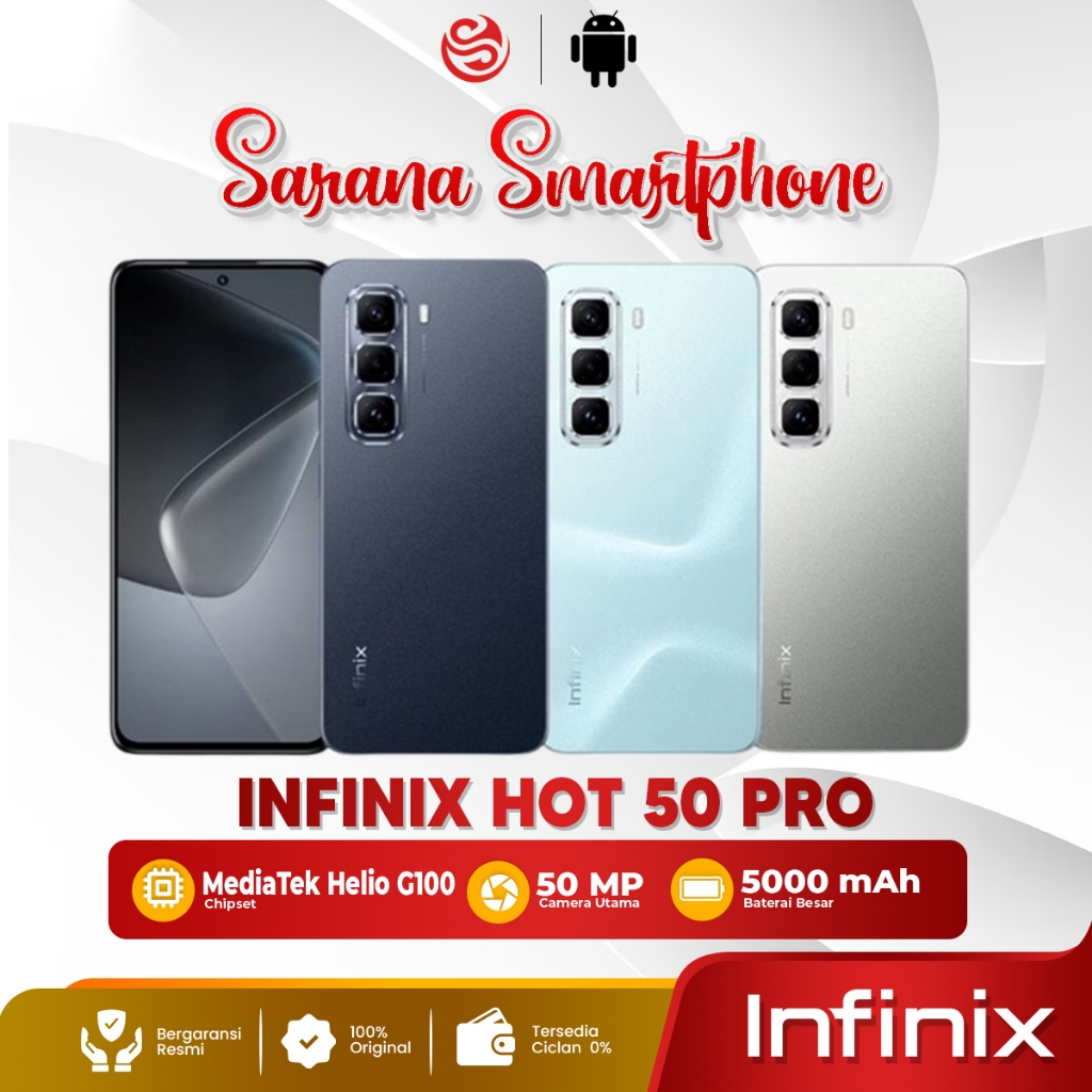Jual Infinix Hot 50 Pro NFC 8/256GB Hp Android Smartphone Original New Bersegel Garansi Resmi ...