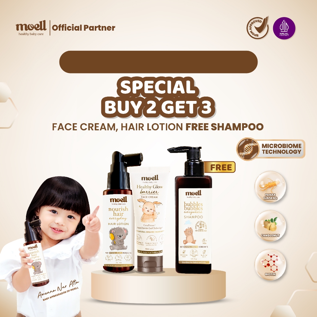 Jual [ FREE SHAMPOO ] Moell Special Bundling Hair Lotion 100ml & Face ...