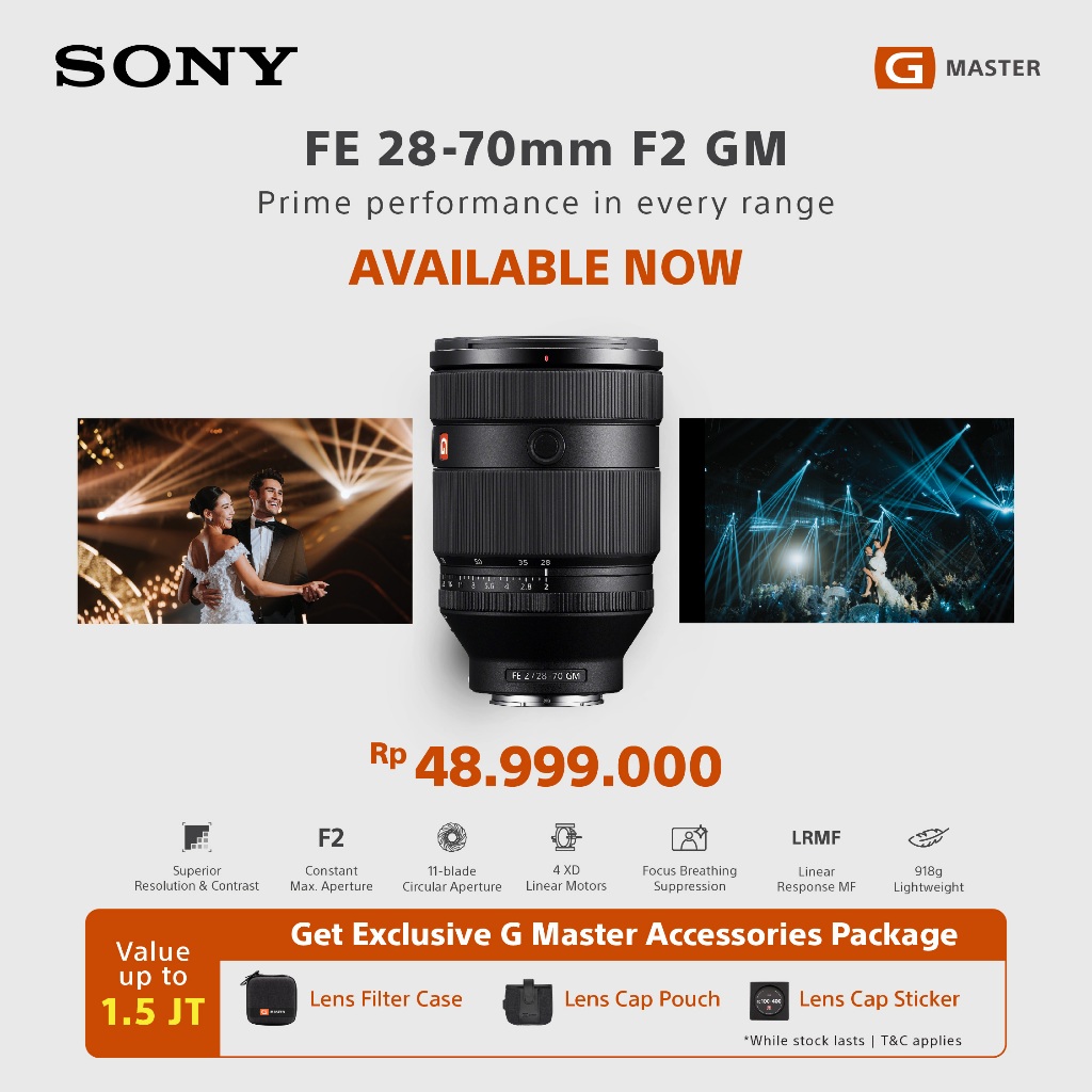 Jual SONY Original Lensa Sony FE 28-70mm F2 GM / Lensa Sony 28-70mm G Master / Lensa All-Round ...