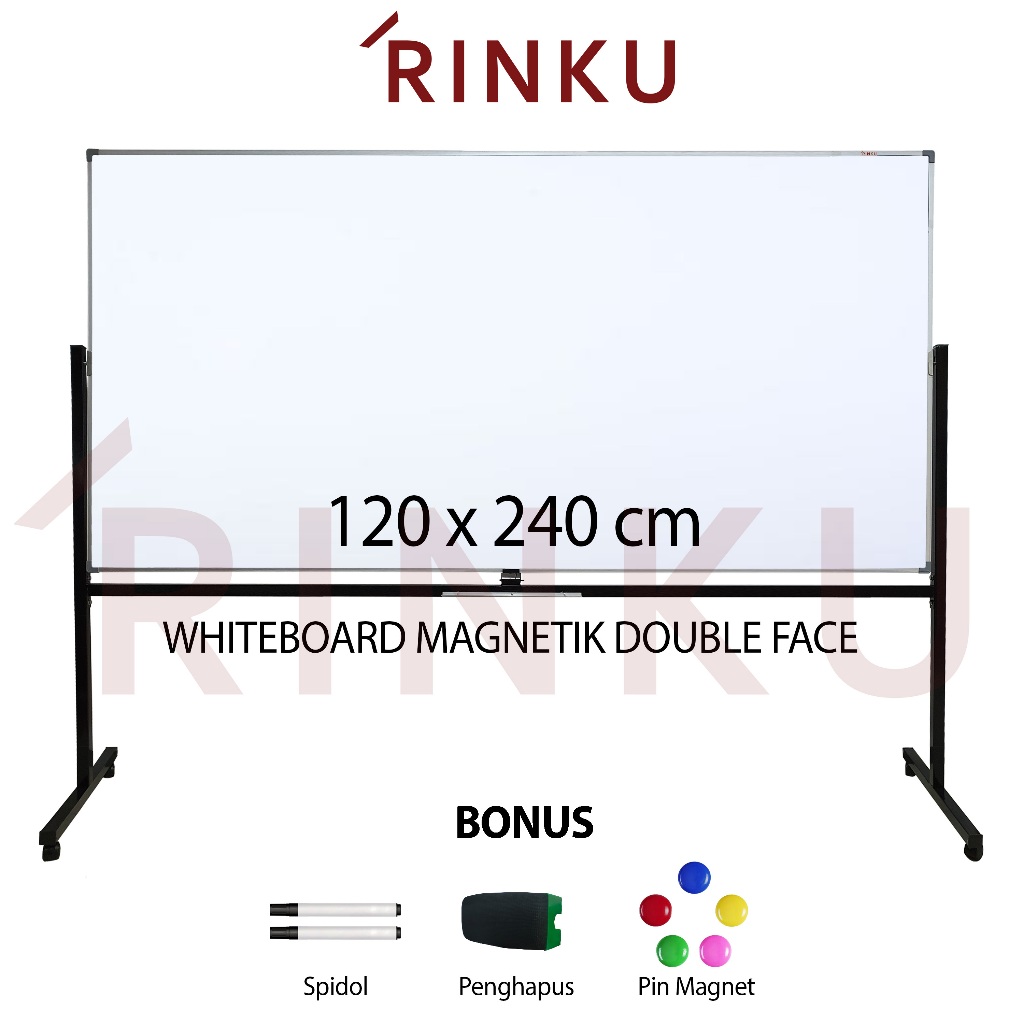 Jual Papan Tulis Whiteboard Standing Magnetik Double Face Rinku 120x240 ...