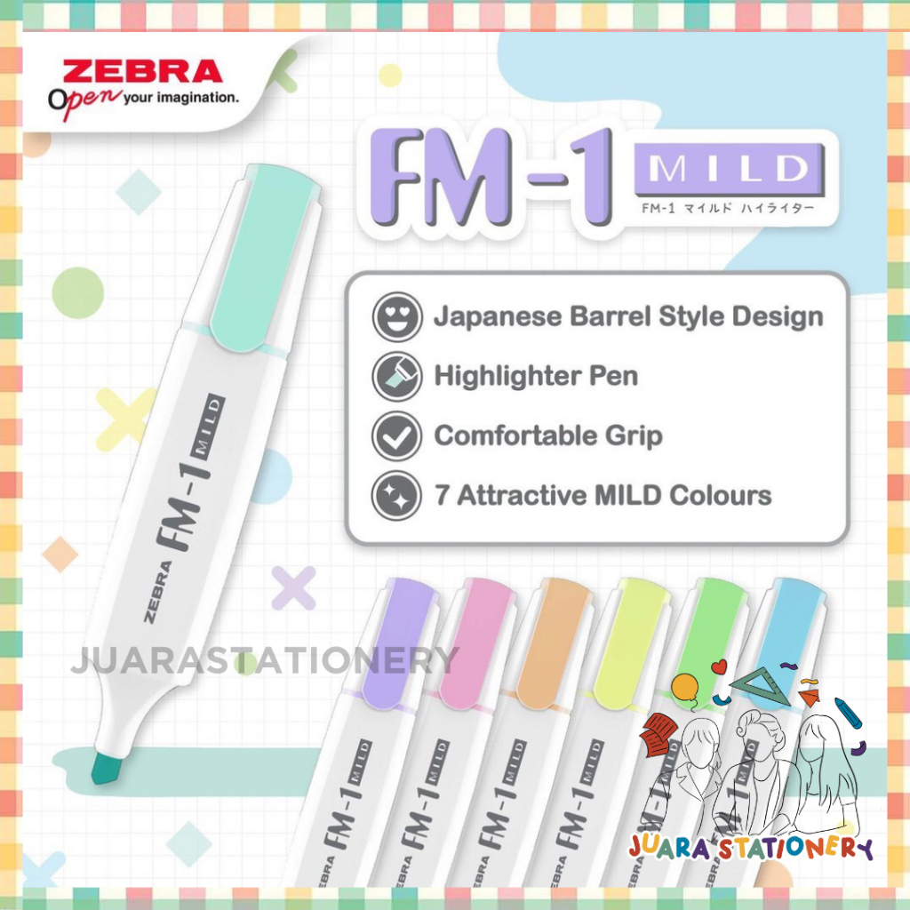 Jual (1071) Stabilo Zebra FM-1 Mild Pastel / Highlighter Pen Warna ...