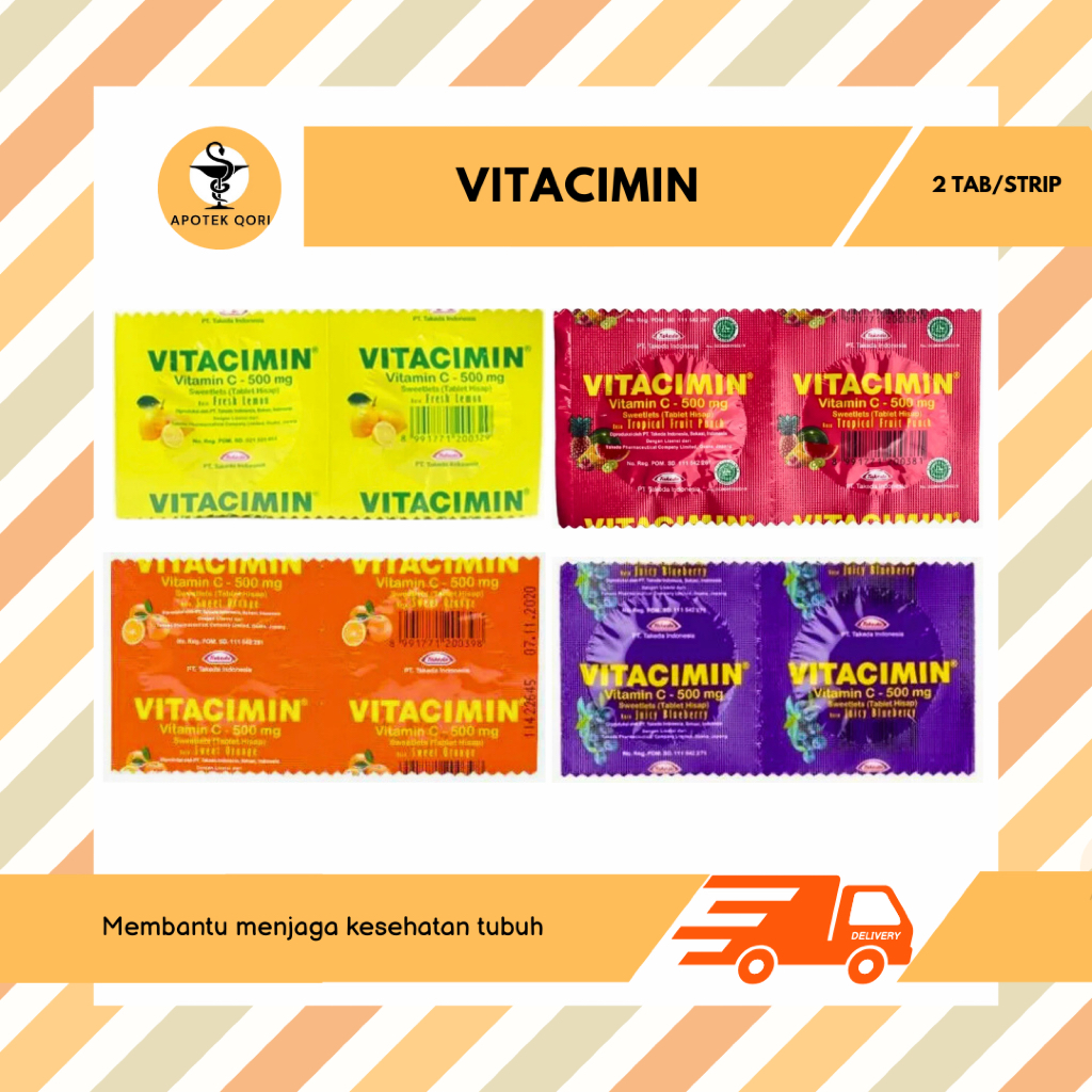 Jual VITACIMIN LEMON/TABLET HISAP VITAMIN C 500 MG/DAYA TAHAN TUBUH ...