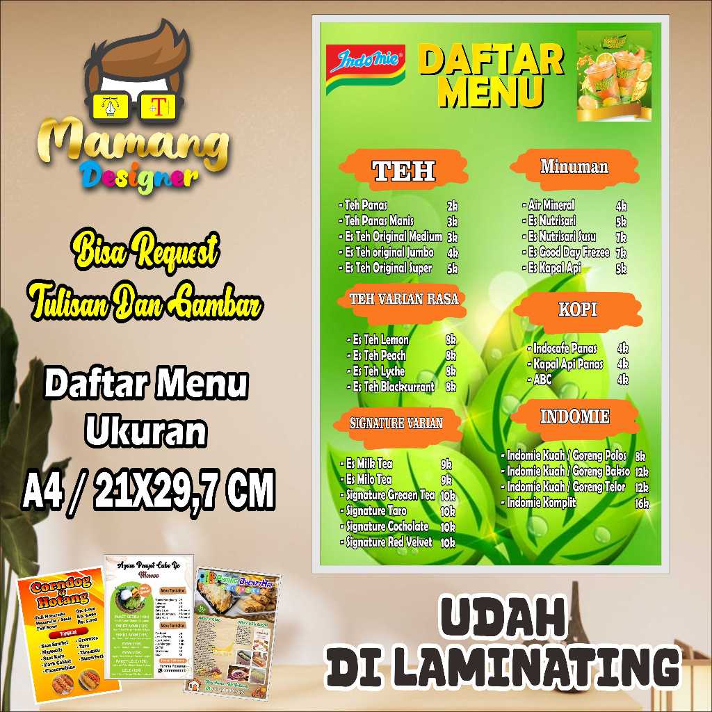Jual Cetak Poster Daftar Menu Untuk Warmindo Bahan Kuat | Shopee Indonesia