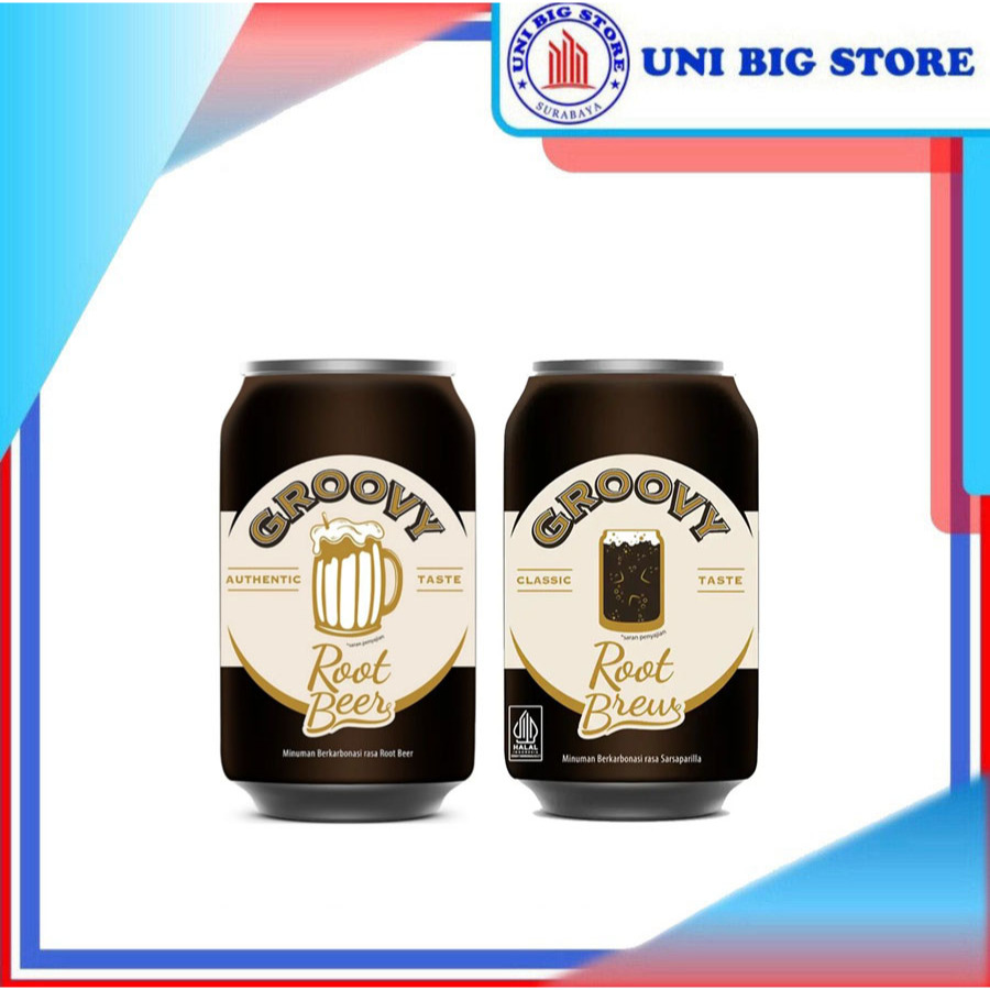 Jual Groovy Root Beer | Root Brew Soda Drink Root Beer 330 ml Kaleng ...