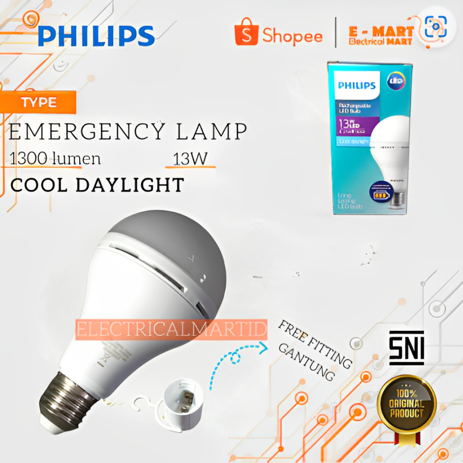 Jual PHILIPS LED BULB EMERGENCY LAMP 13 Watt 13W Putih RECHARGEABLE LedBulb BB | Shopee Indonesia
