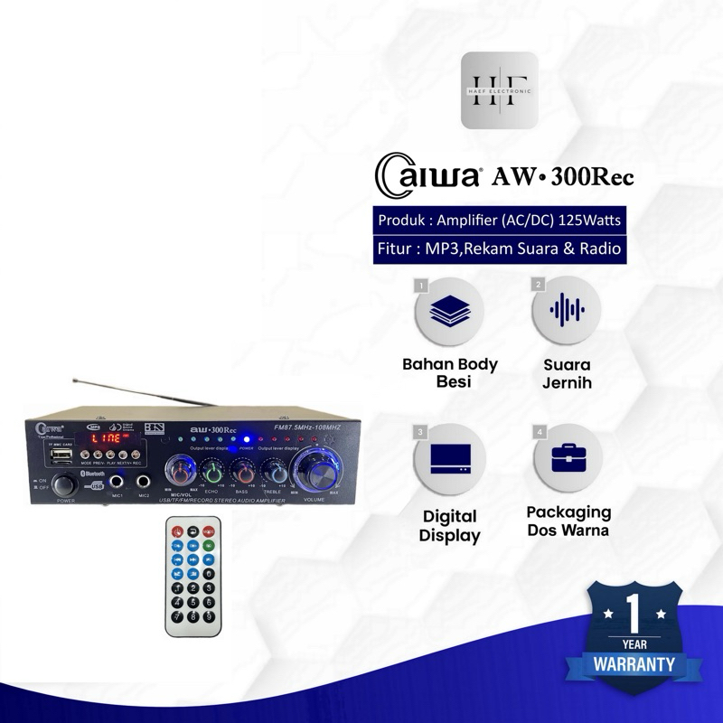 Jual Amplifier CAIWA AW-300REC Record Studio Amplifier Bluetooth AC/DC ...