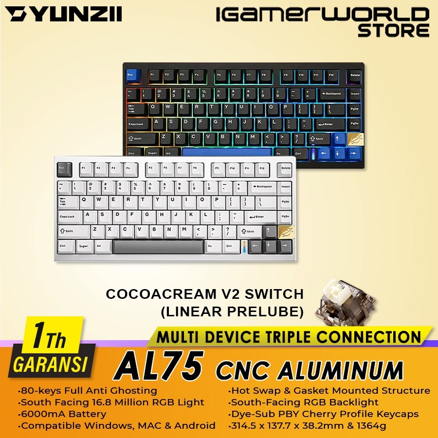 Jual Yunzii AL75 / AL-75 75% Wireless Tri Mode Connection CNC Aluminum ...