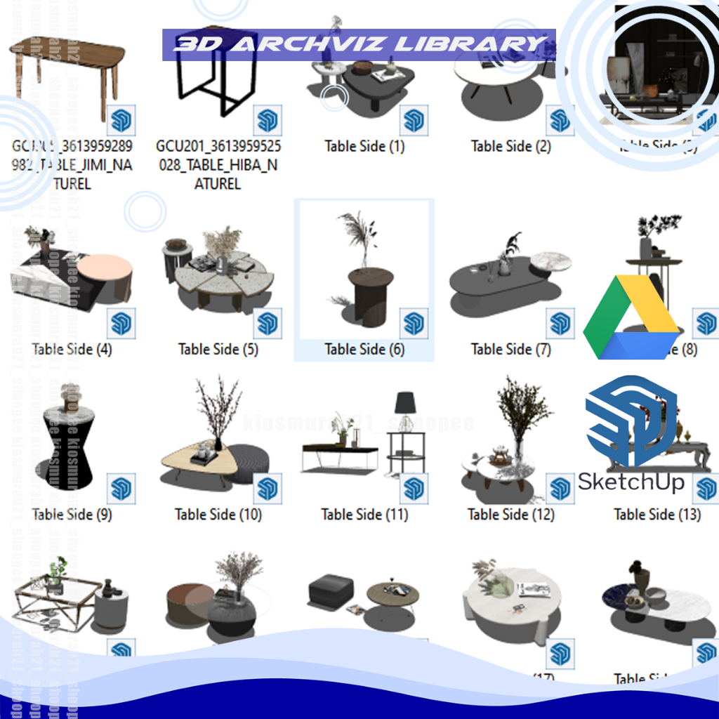 Jual 22 Table Slide Sketchup Model Asset Library | Shopee Indonesia