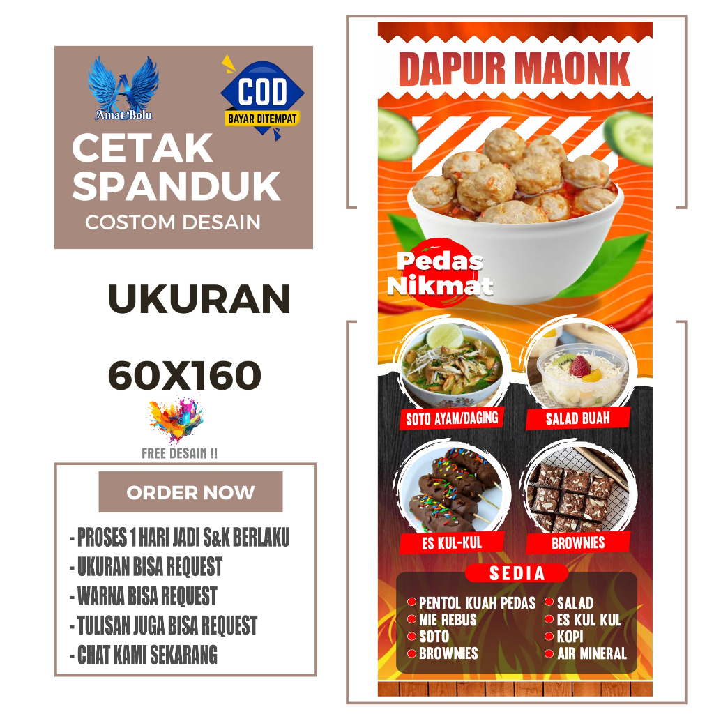 Jual Cetak Spanduk Banner ANEKA JAJANAN DAPUR MAONK Costom Desain ...