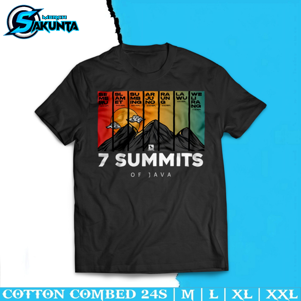 Jual kaos baju seven summits of java 1 unisex pria dan wanita pendaki gunung indonesia [ sakunta ...
