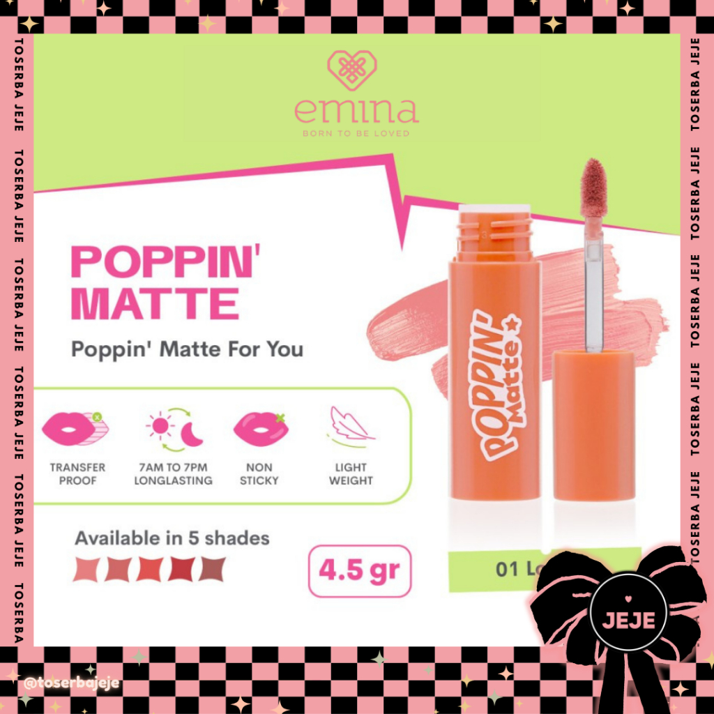 Jual Emina Poppin Matte Lip Cream | 90s Edition x Chatime | Shopee ...