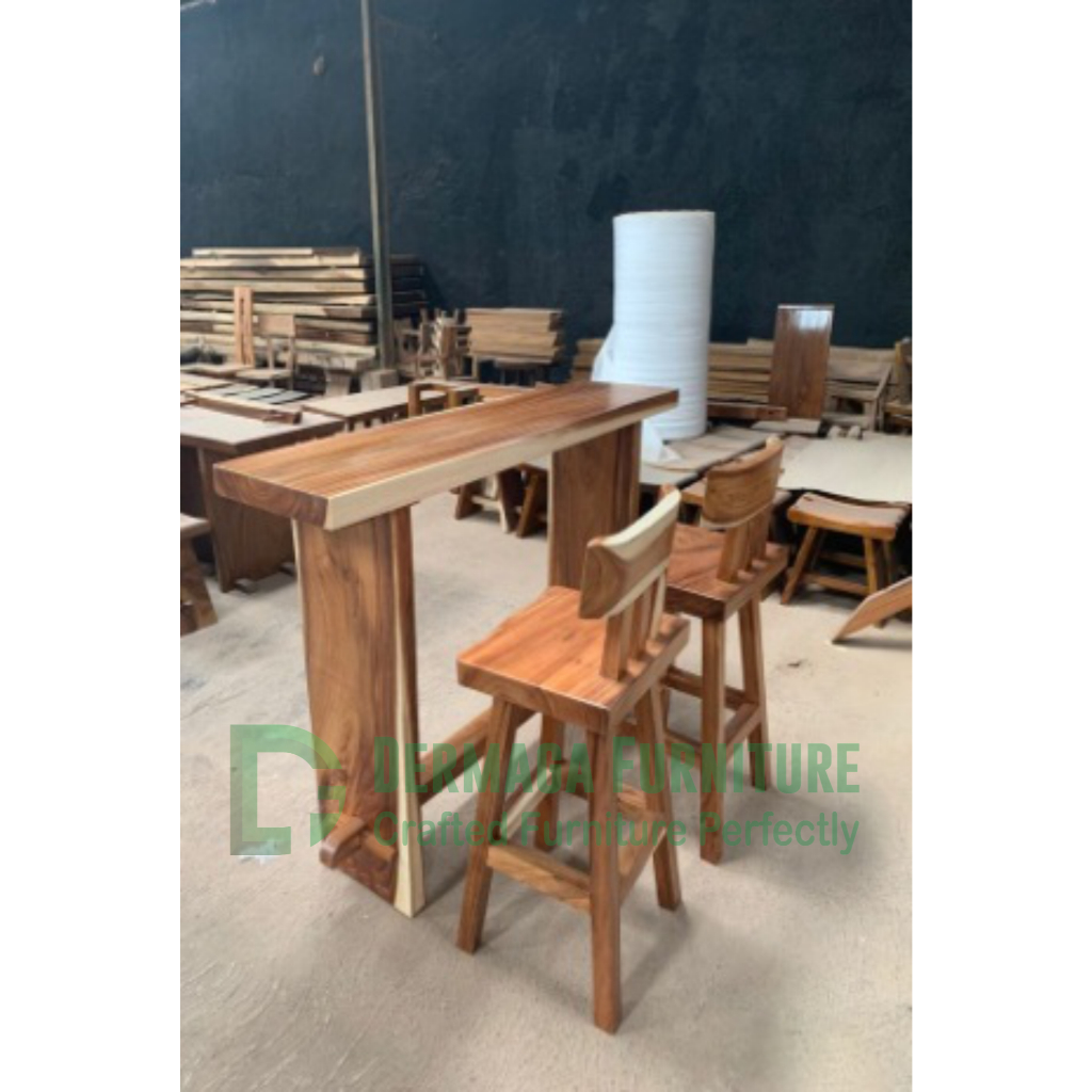 Jual SET MEJA BAR TREMBESI MINIMALIS 1 MEJA 160x40x110 2 KURSI BAR ...