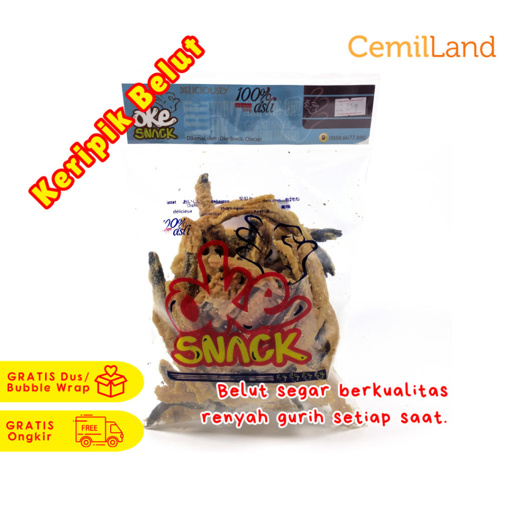 Jual Keripik Kripik Belut Tepung Enak Oke Snack | Shopee Indonesia