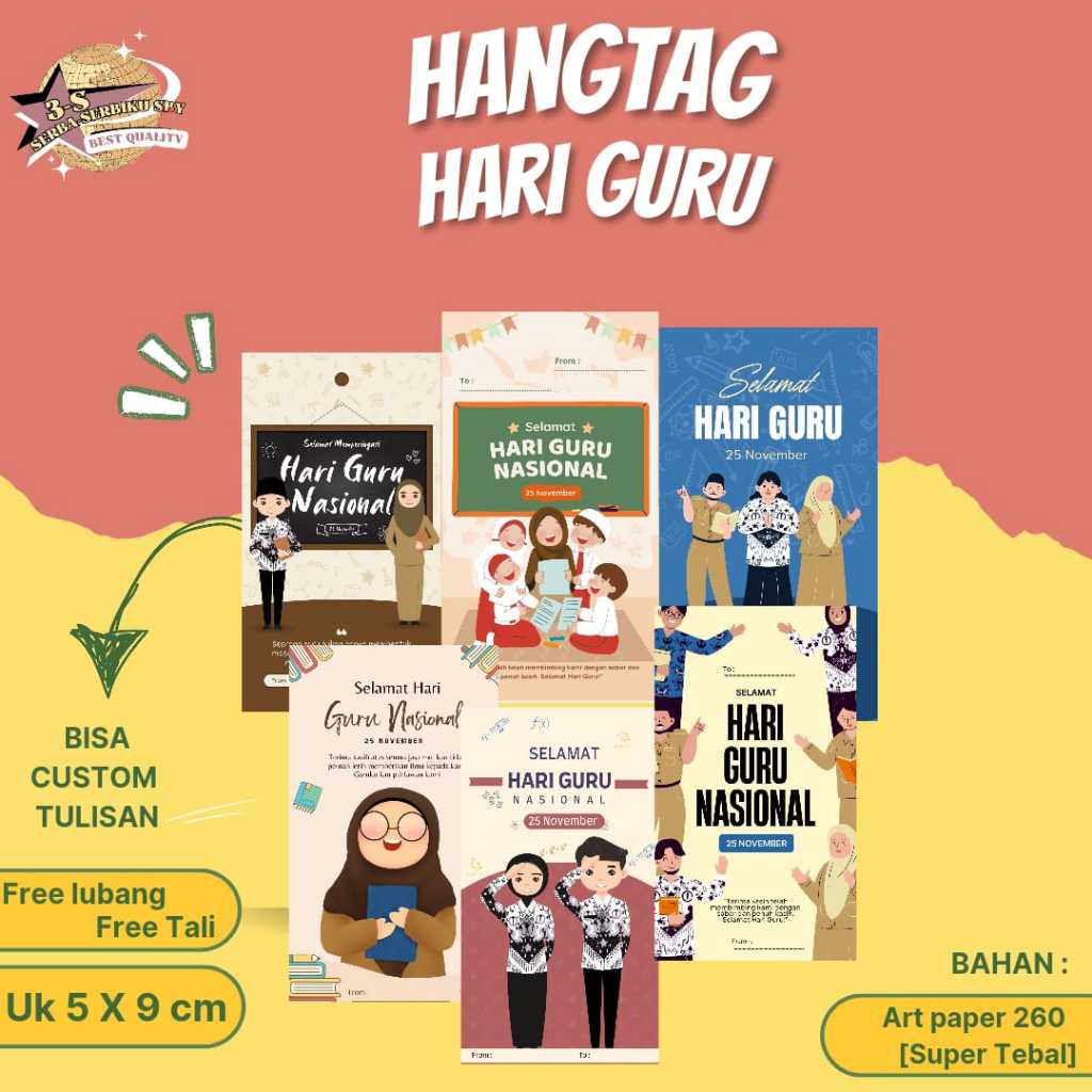 Jual HANG TAG SELAMAT HARI GURU NASIONAL / Kartu Stiker Souvenir HARI ...