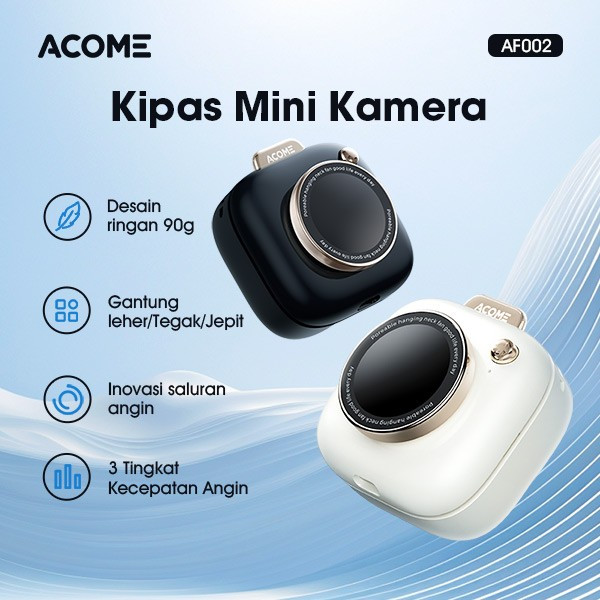 Jual ACOME Mini Fan Desain Kamera Portable Kipas Angin Mode Senyap 3 ...