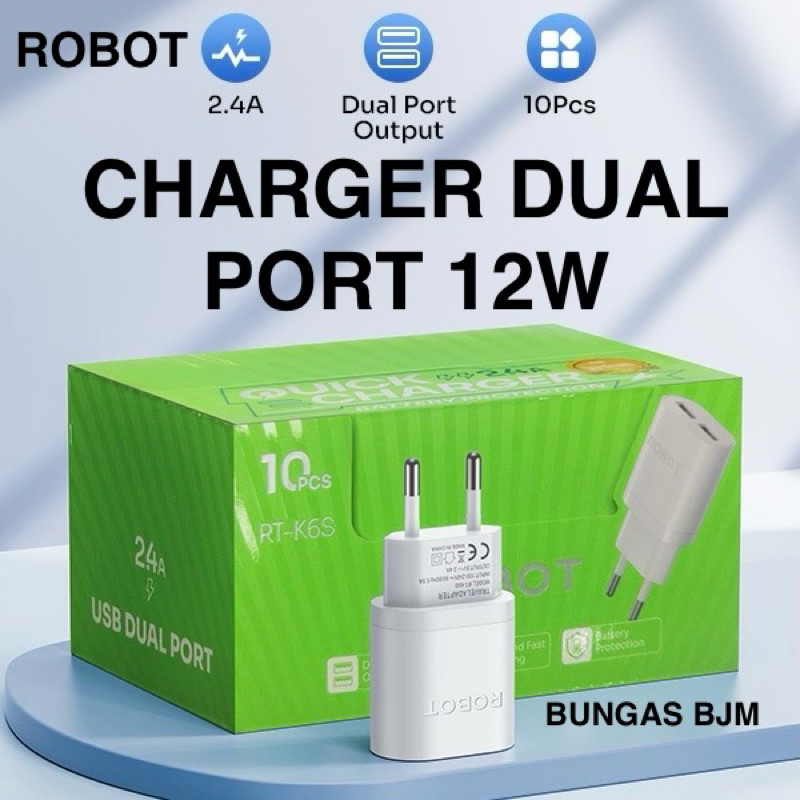 Jual CHARGER ROBOT RT-K6 / RT-K6S DUAL PORT 12W | Shopee Indonesia