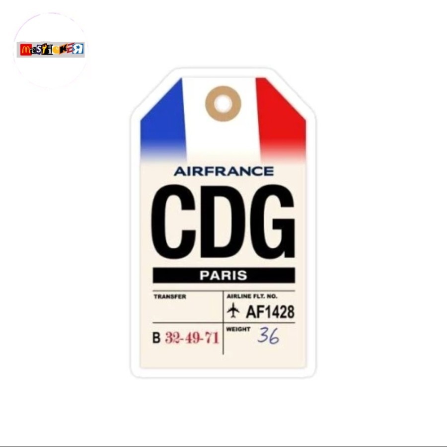 Jual sticker AIRFRANCE CDG airport Paris traveling luggage label stiker ...