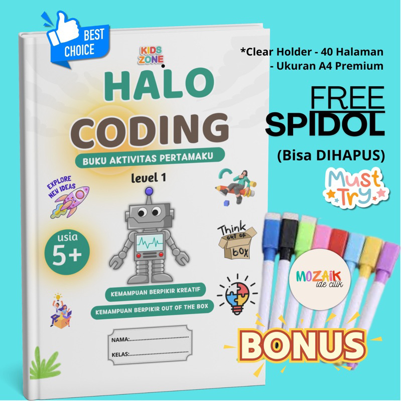 Jual (Lvl-1) Halo Coding - Worksheet Coding Untuk TK/PAUD | Shopee ...