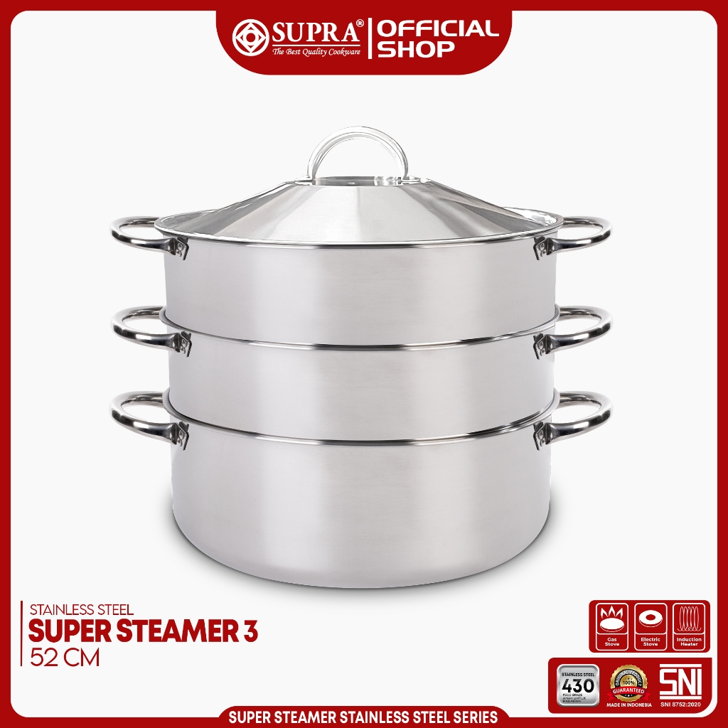 Jual SUPRA Panci Stainless Super Steamer Susun 3 52 Cm JUMBO | Shopee ...