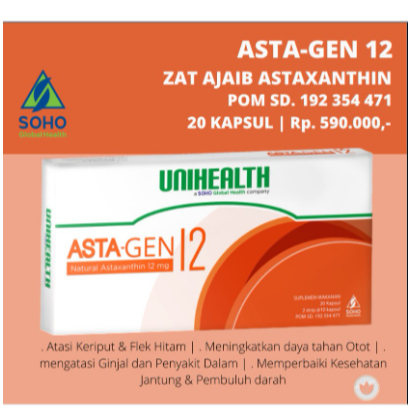 Jual untuk menyangkal radikal bebas ASTAGEN 12 Natural Astaxanthin ...
