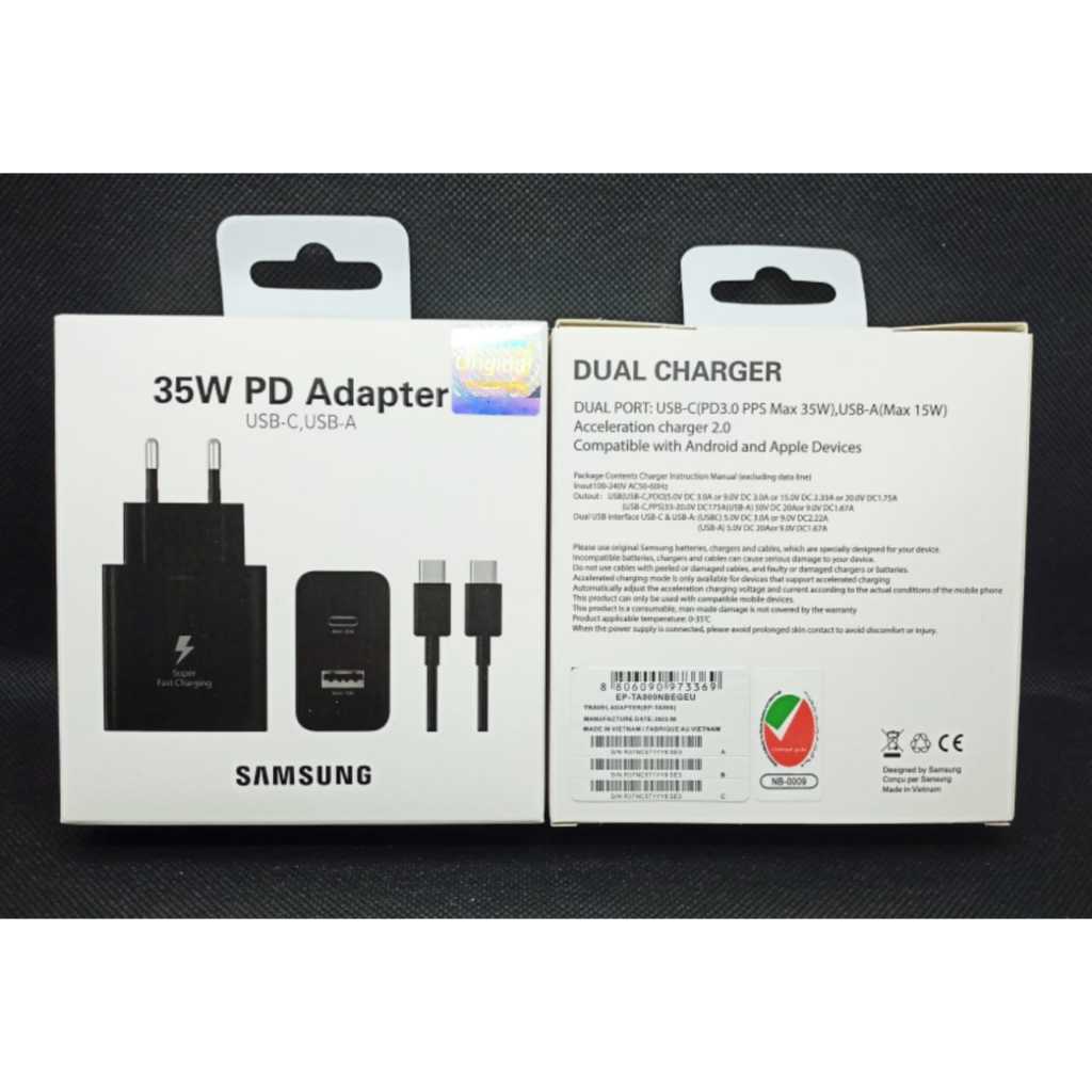 Jual Charger Samsung Original S22 35W 2Port Usb A + Usb C Suport Fast ...