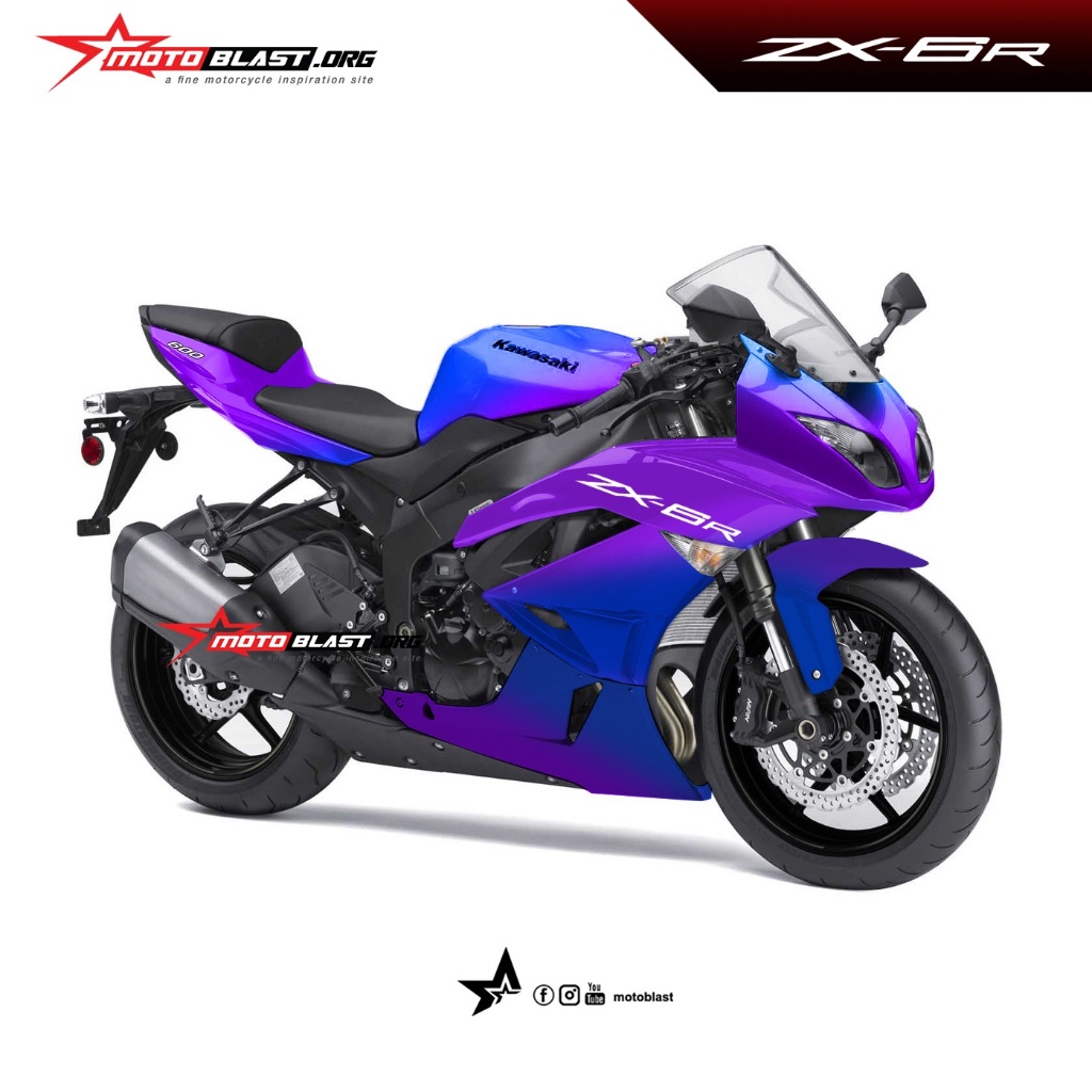 Jual Decal Sticker ZX6R 2012 in Purple Gradation Full Body Motoblast ...