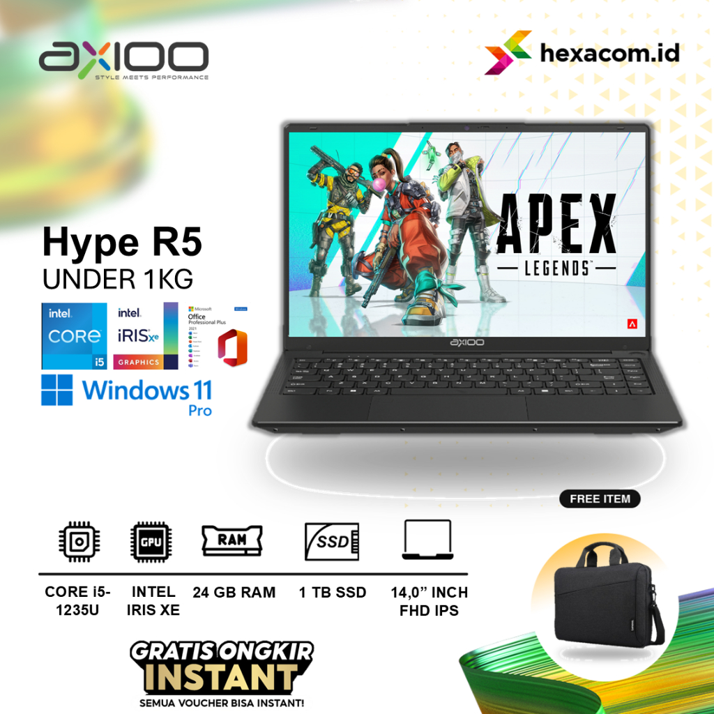 Jual Laptop Axioo Hype R5 i5 1235U RAM 24GB 1TB SSD 14.0" FHD Windows ...