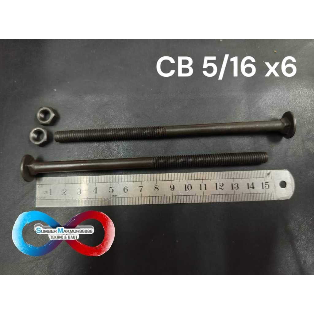 Jual Baut Mur CB 5/16 x 6 inch (Baut Payung) | Shopee Indonesia