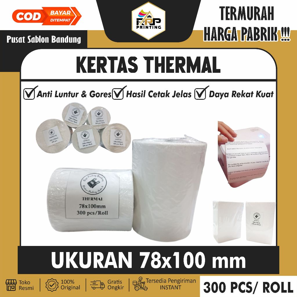 Jual Kertas Thermal 78x100 mm isi 300 lembar per Roll | Label Thermal ...